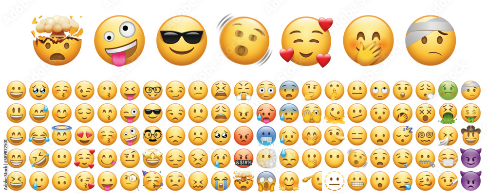 New Updated list of Apple Emojis in iOS 17.1 - 100% Editable Vector file Stock Vector | Adobe Stock