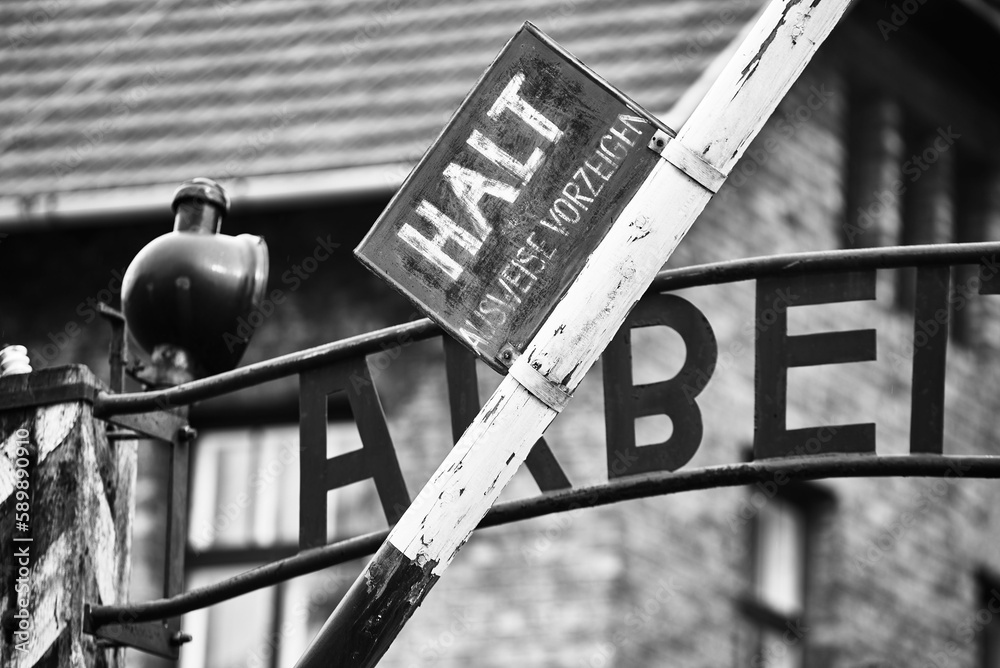 "Stop" signs in the German Nazi extermination camp of the Third Reich ...