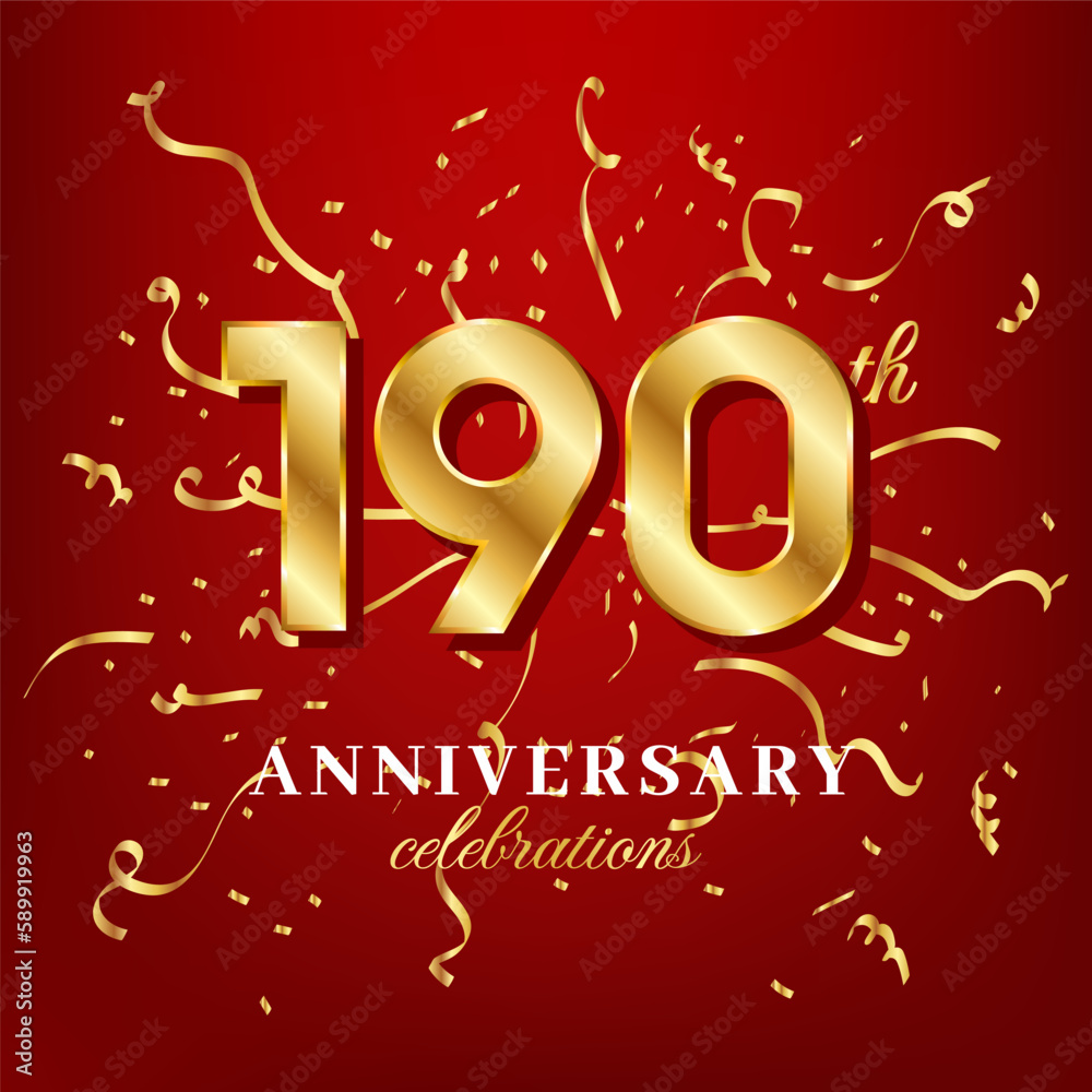 190 golden numbers and anniversary celebrating text with golden ...