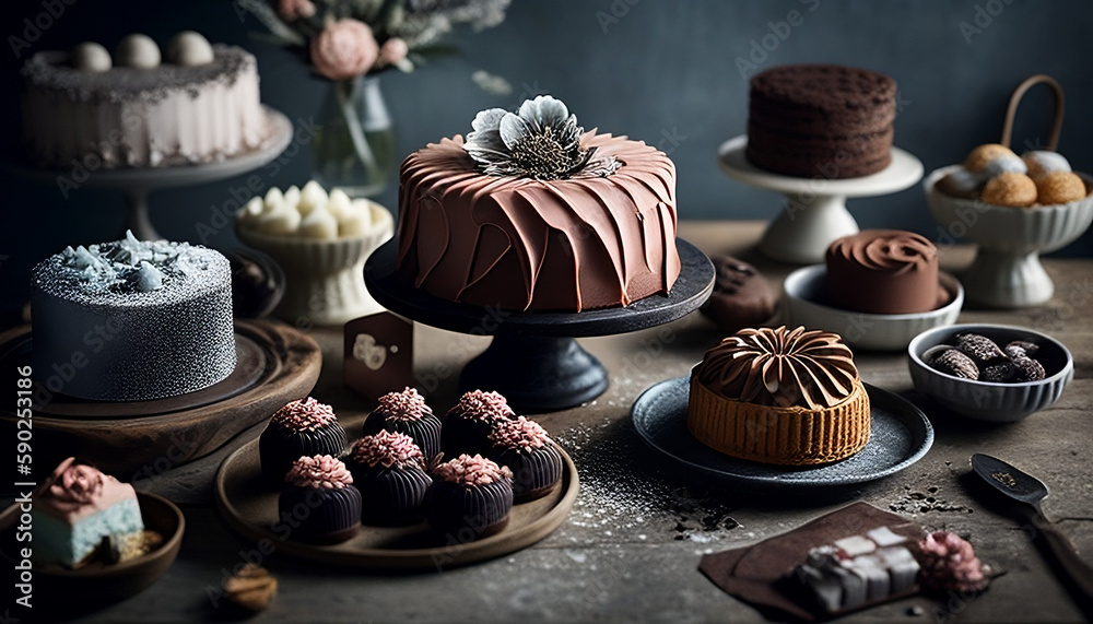 Cake Shop Banner. Advertisement, Poster, chocolate cupcakes on a plate ...