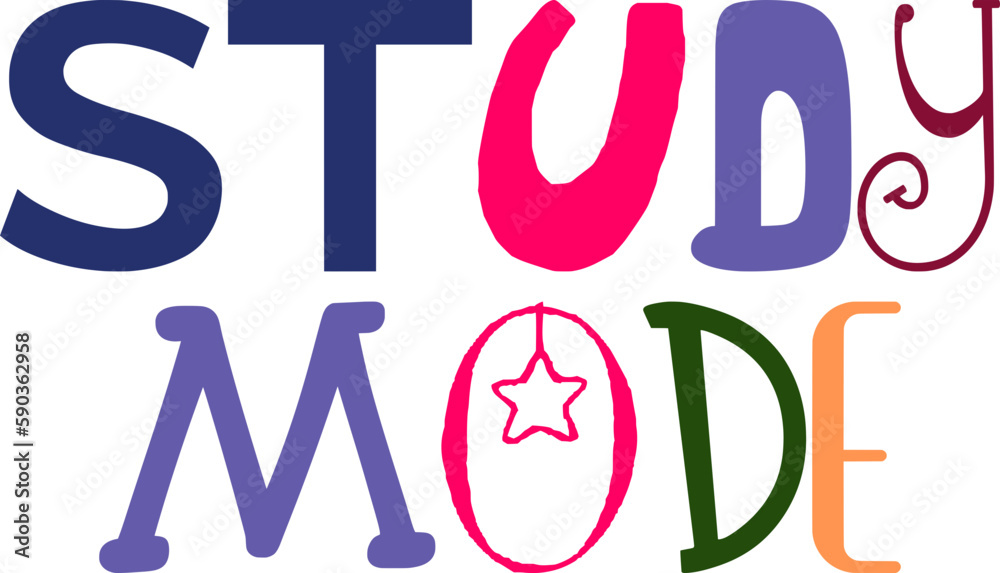 Vector de Stock Study Mode Hand Lettering Illustration for Presentation ...