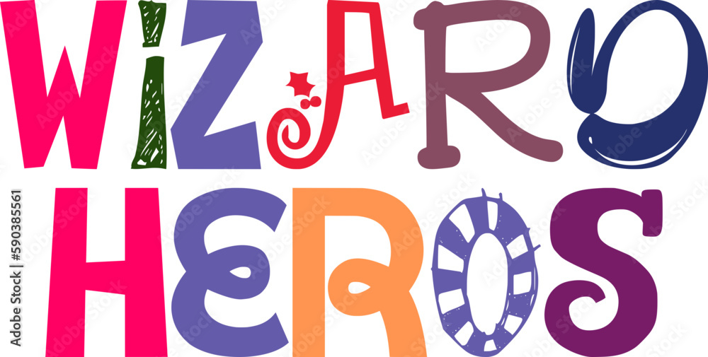 Vetor Wizard Heros Hand Lettering Illustration for Infographic, Logo ...