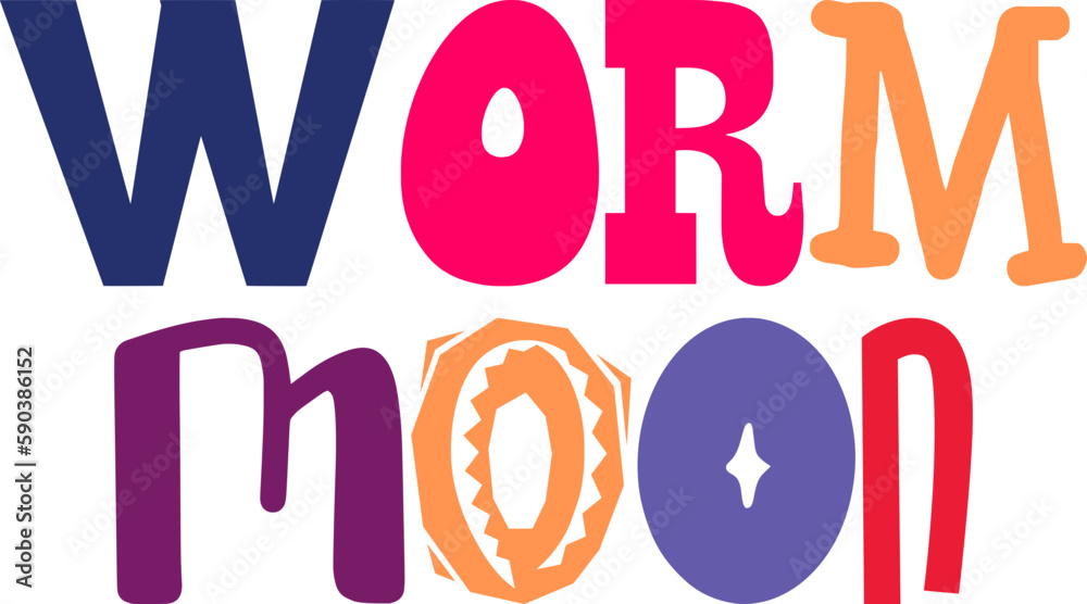 Worm Moon Calligraphy Illustration for Logo, Infographic, Sticker ...