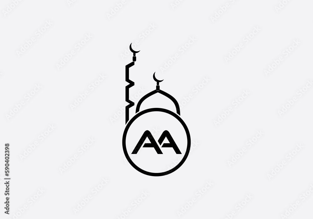 Islamic mosque logo and minar icon and symbol design with letters and ...