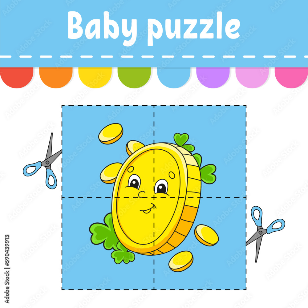 Baby puzzle. Easy level. Flash cards. Cut and play. Color activity ...