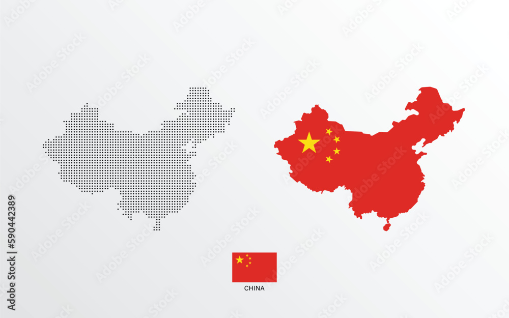 Vector illustration of China map with flag Stock Vector | Adobe Stock