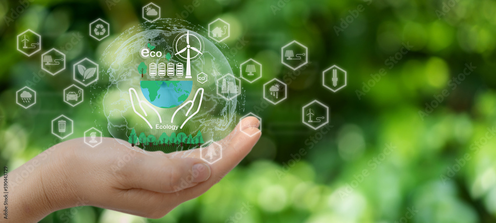 Stock-Foto „Hand holding global saving clean energy earth, save the ...