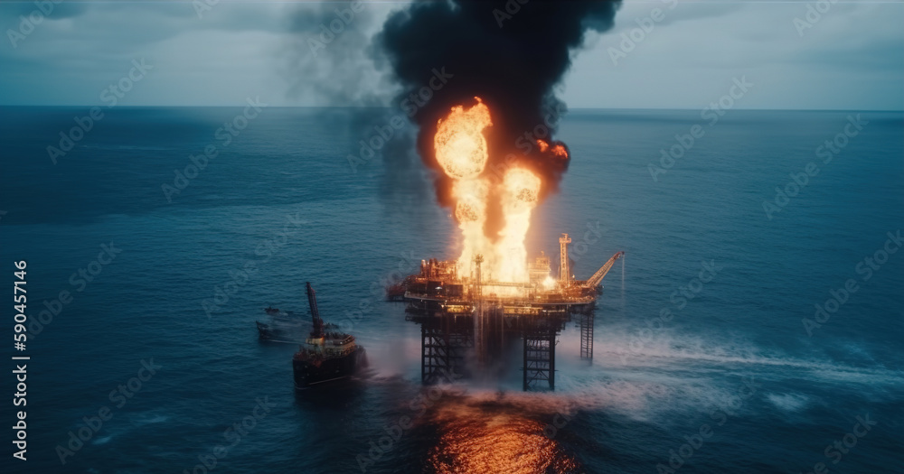 Devastating Oil Rig Fire in the Middle of the Sea: Offshore Platform ...