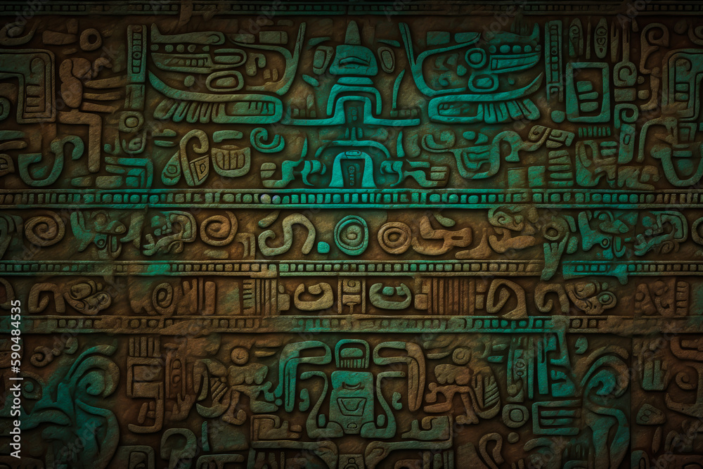 Stone maya texture. Ancien mayan background with face in the middle ...
