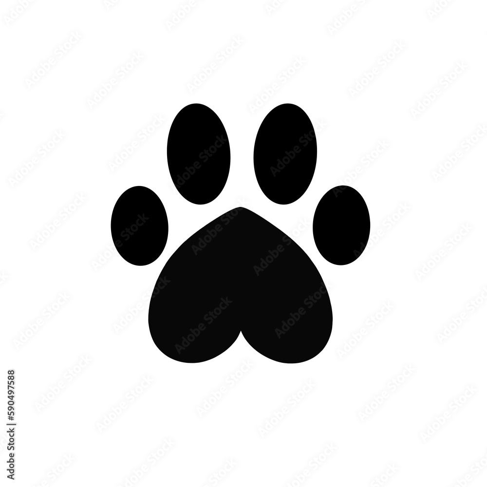 Paw print heart love concept abstract icon symbol logo sign design ...