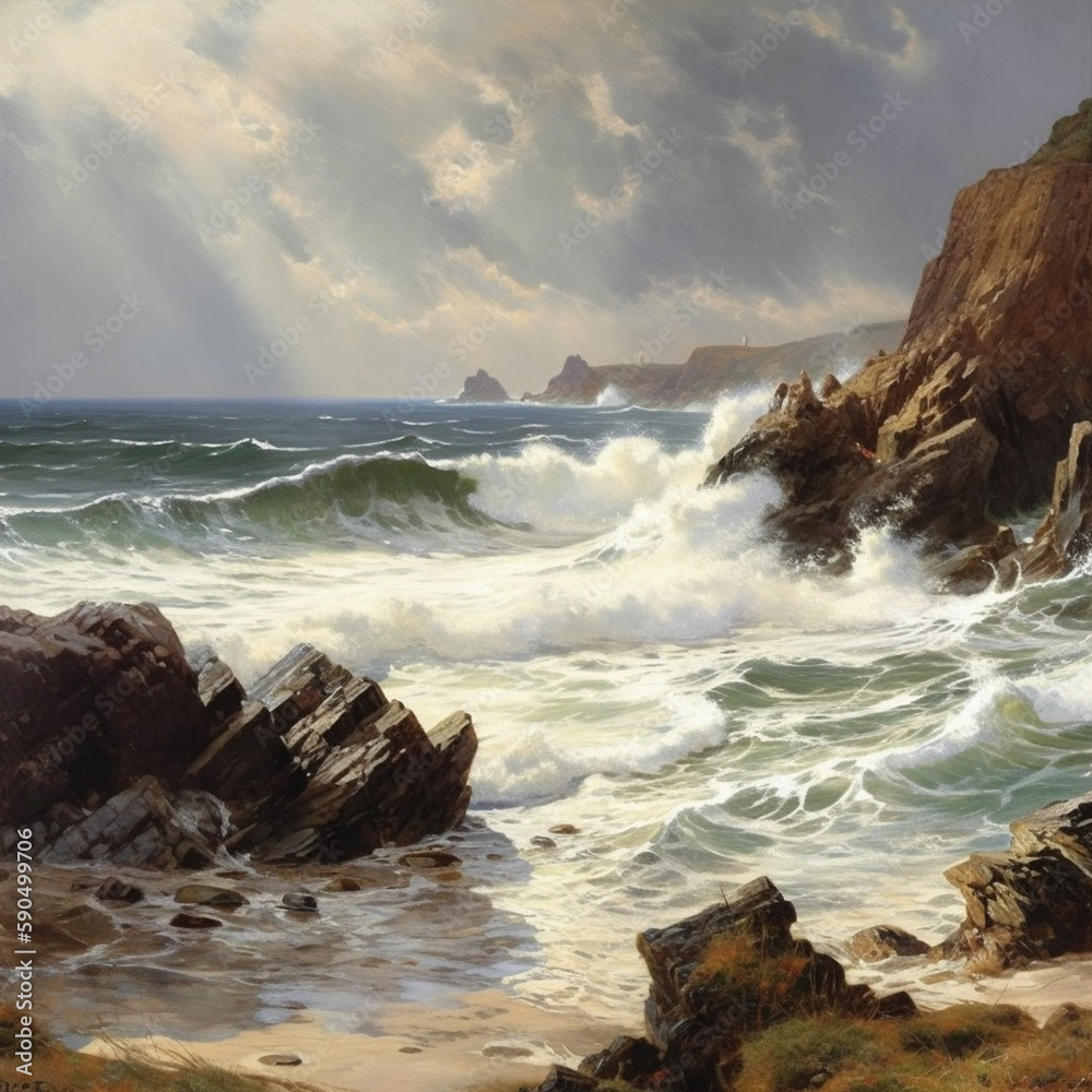 Generate a description of an unforgettable painting of an ...