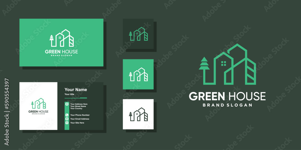 Green building logo design concept vector Stock Vector | Adobe Stock