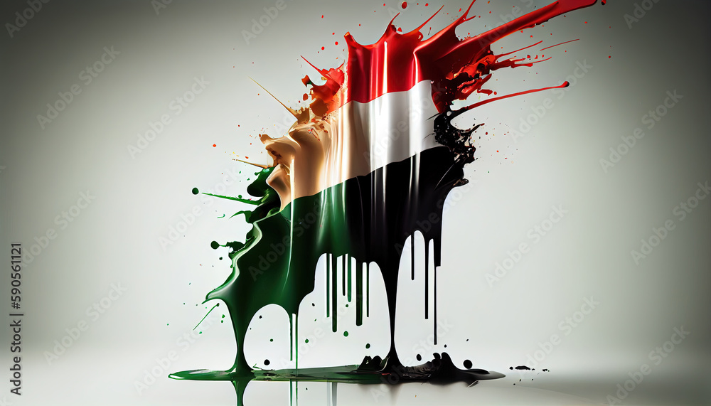 Stock-Illustration „Liquid Paint Colors of Iraq Country Flag Dripping ...