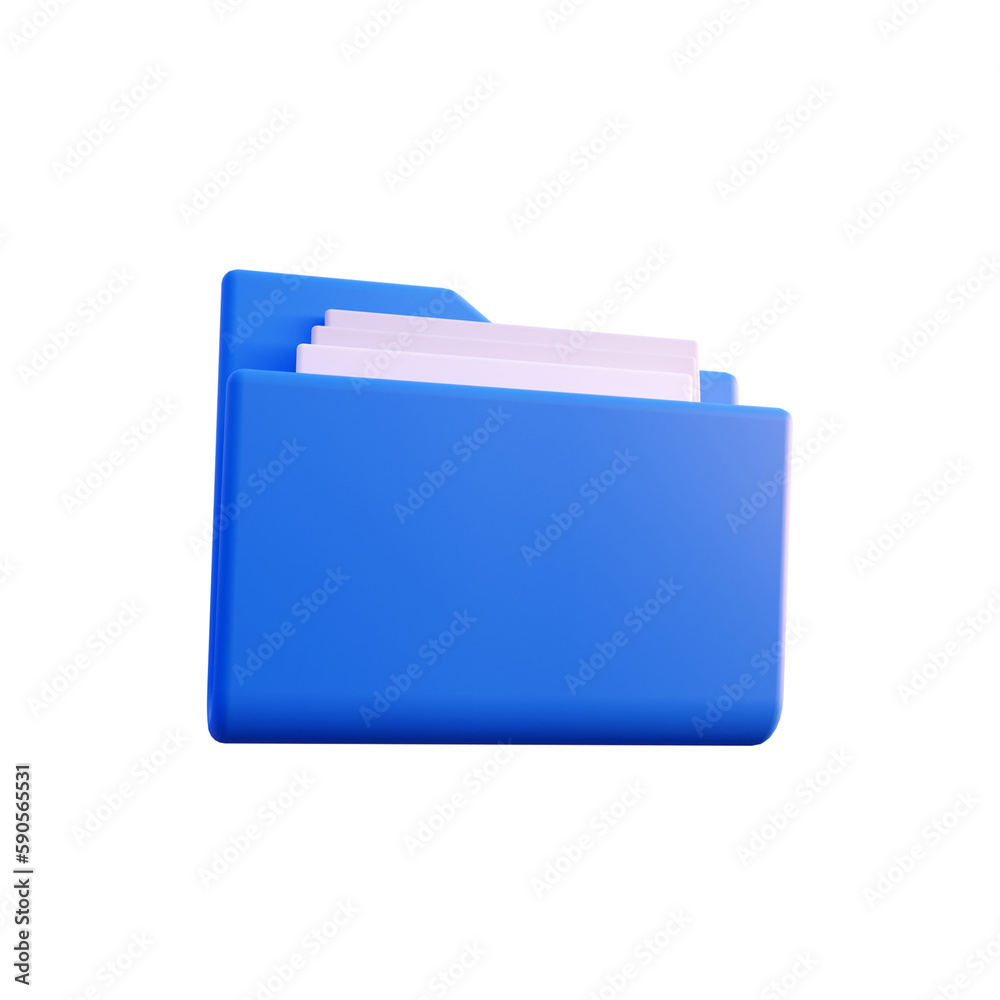 Blue folder icon 3d render isolated perspective view PNG transparent ...