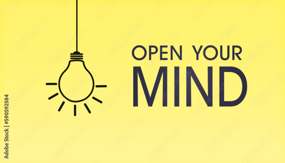 Stock-Vektorgrafik „Open your mind sign. Idea and inspiration concept web vector illustration ...