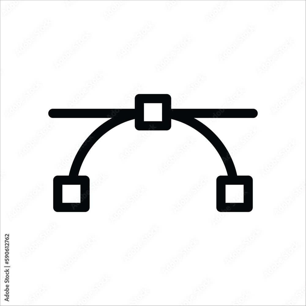 Bezier Curve Icon Anchor Point Flat Sign Design Bezier Line Curves Point Symbol Line