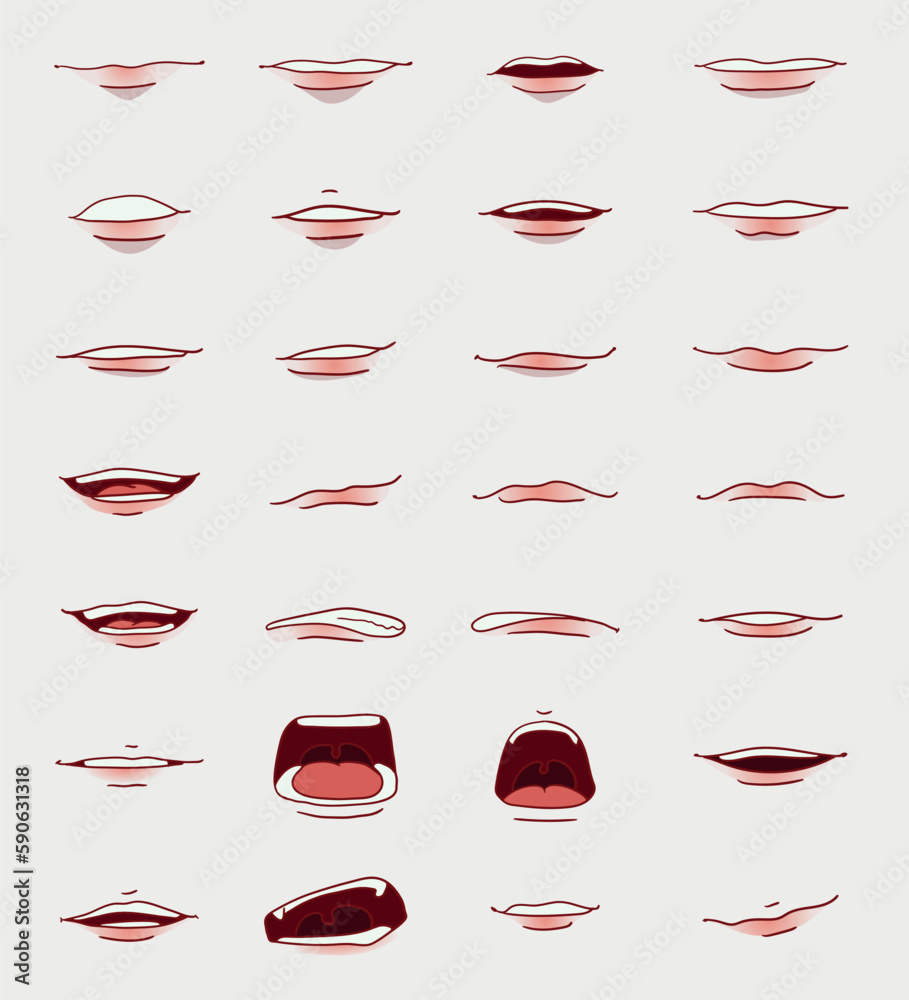Lip sync character mouthanimation .Mouth animation set. Lip sync ...