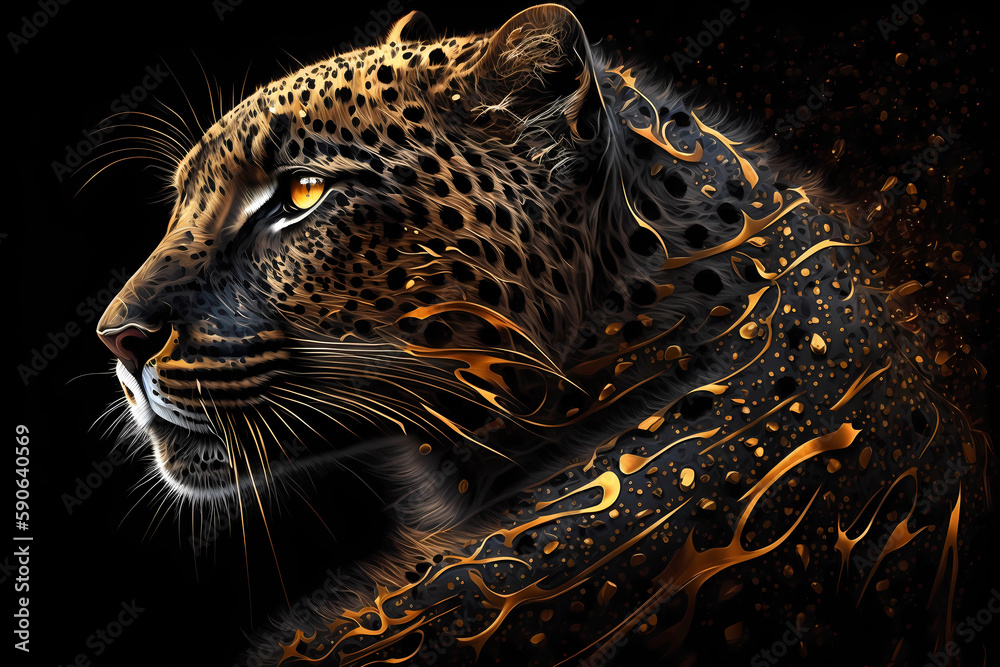 Gold black jaguar art. AI generation Stock Illustration | Adobe Stock