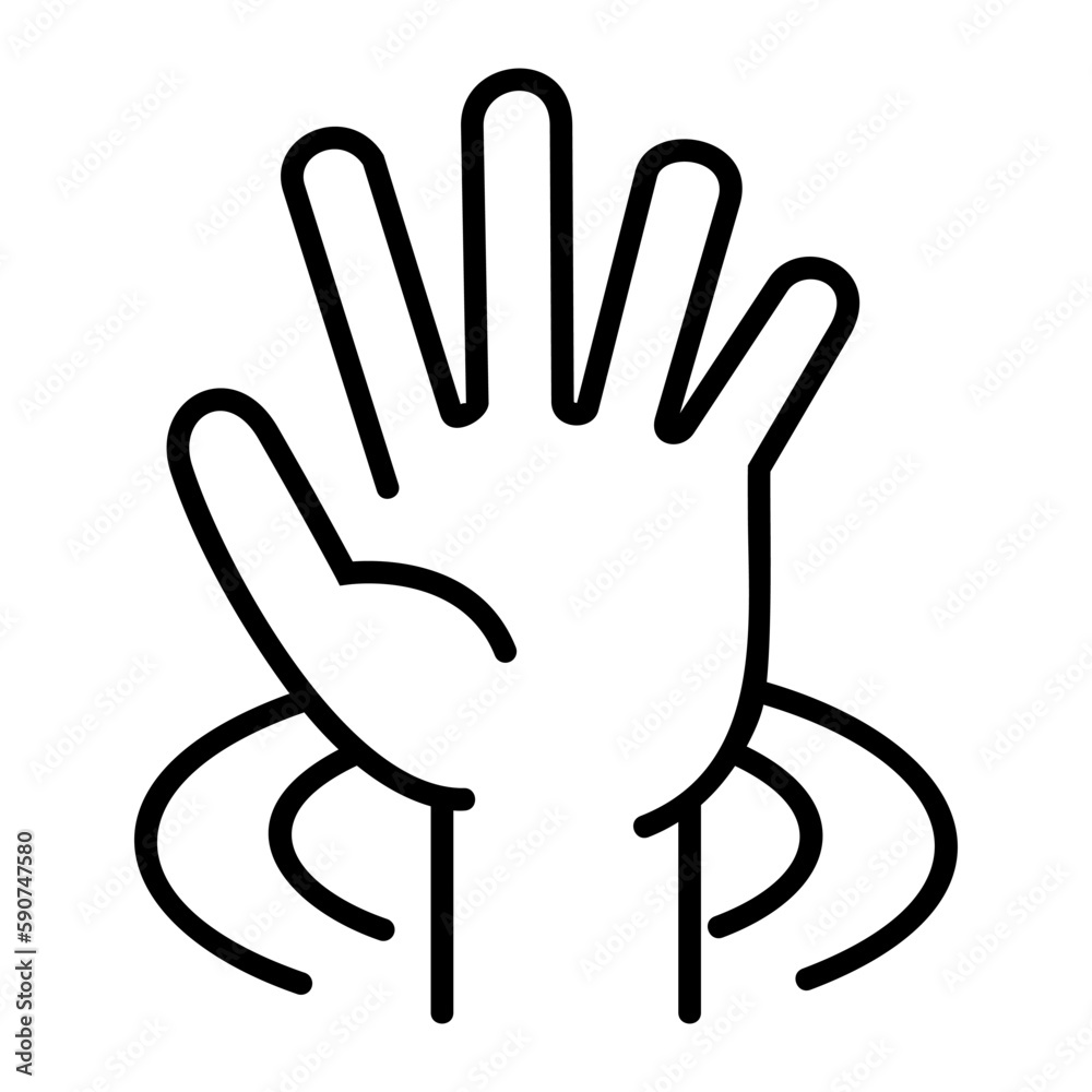 Hand gestures, vector illustration of icons of various hand signs thin ...