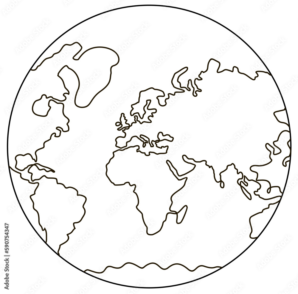 Globe. Earth globe one line drawing of world map minimalist vector ...