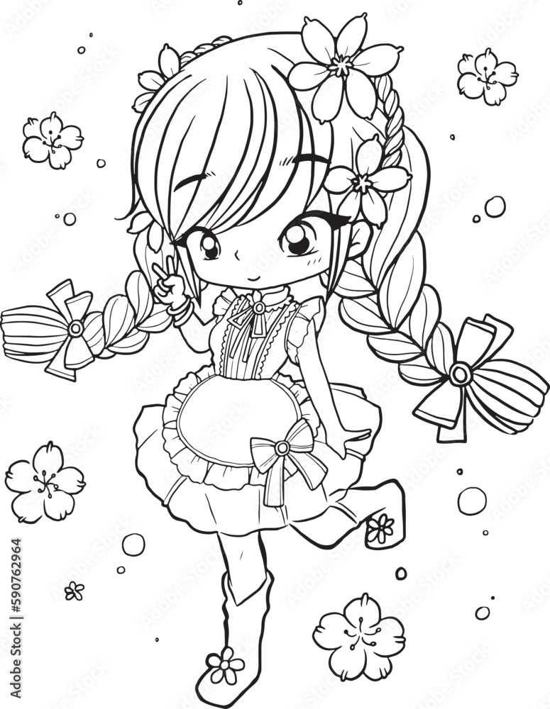 princess cartoon doodle kawaii anime coloring page cute illustration ...