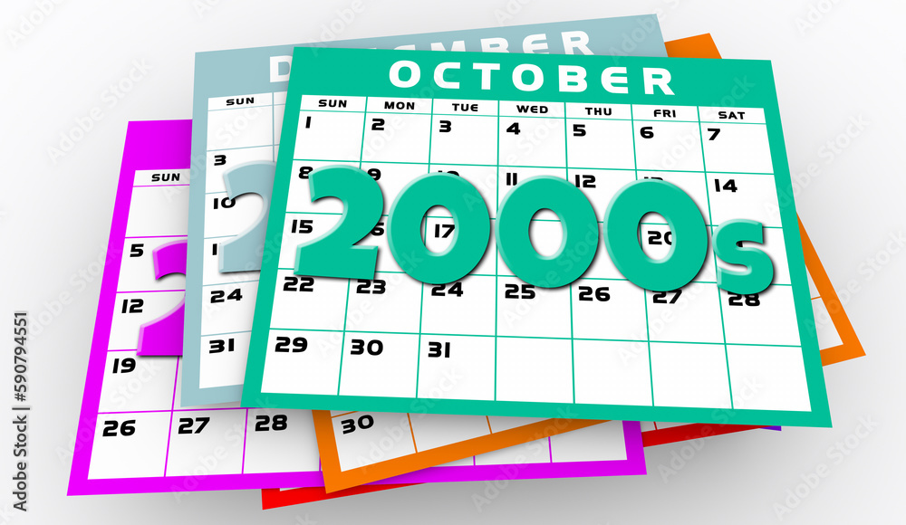 Ilustración de Stock 2000s Decade Years Calendar Pages Generation Time ...