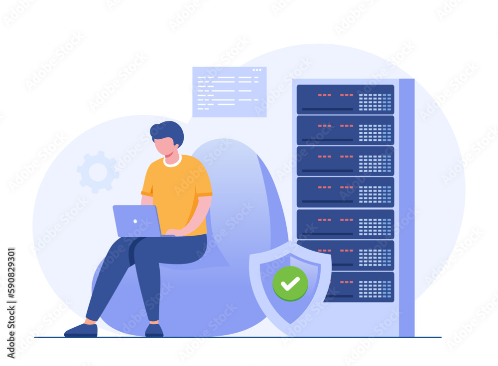 Data server concept. Storage technology, cloud system, database ...