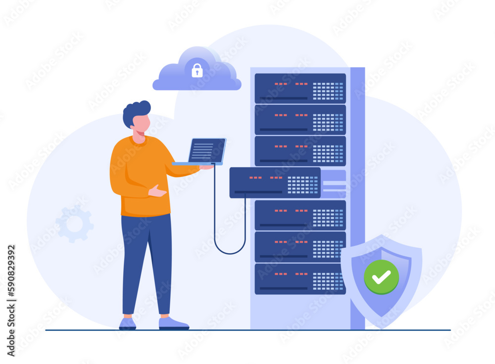 Data server concept. Storage technology, cloud system, database ...