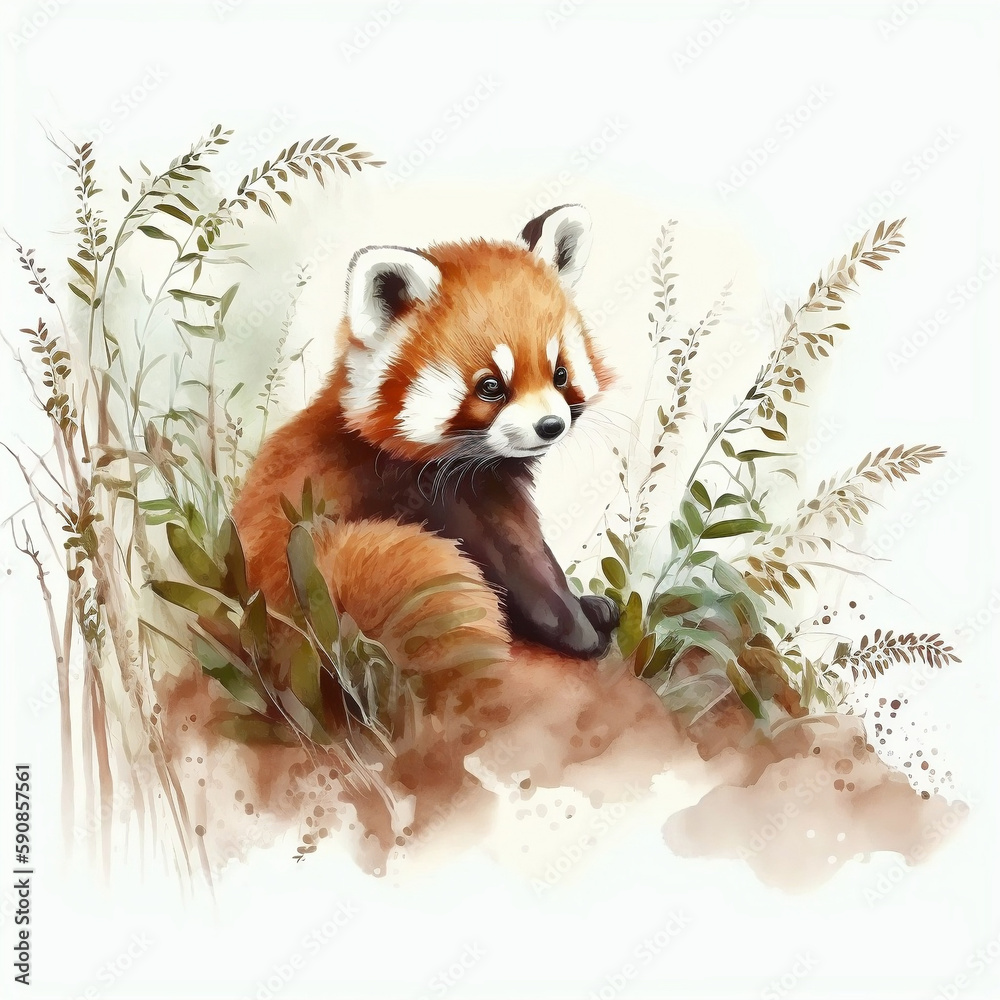 Red Pandas in Watercolor AI-generate High-Quality, Wall Art, and More ...