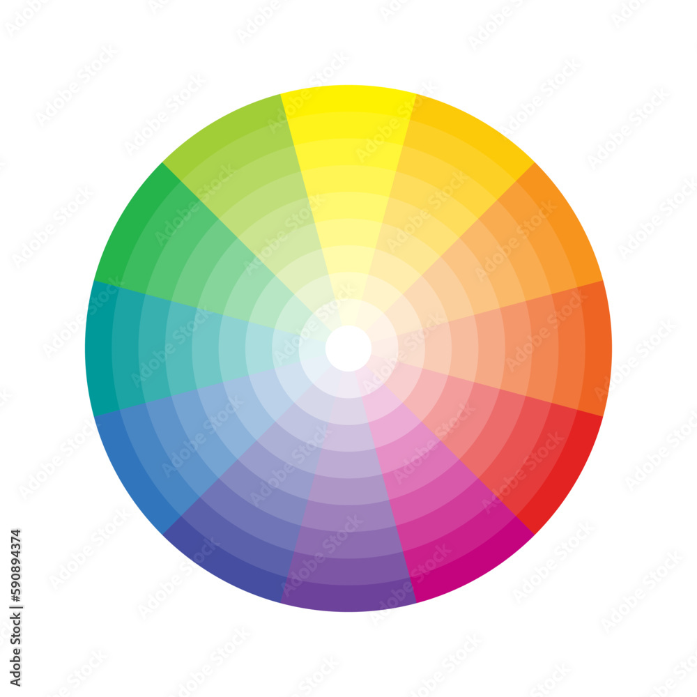 Color wheel isolated on white background. Color Gradient to white ...
