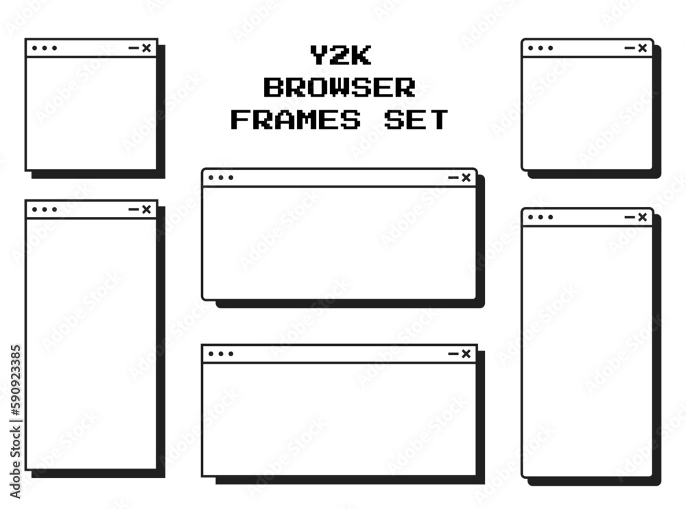 White Y2K Cartoon Internet Web Browser Set. Search Window Template ...