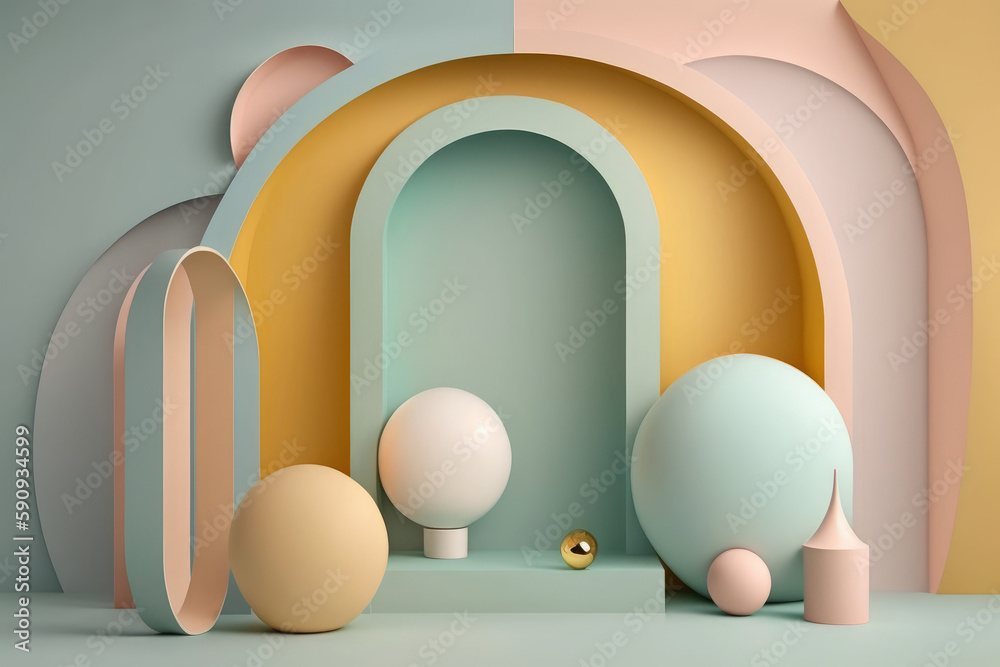 Fondo abstracto aesthetic de formas geométricas 3d, espacio para ...