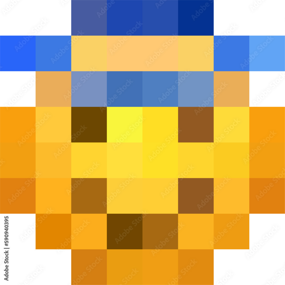 Angel cute smiley face with halo over head. emoji pixel art style ...