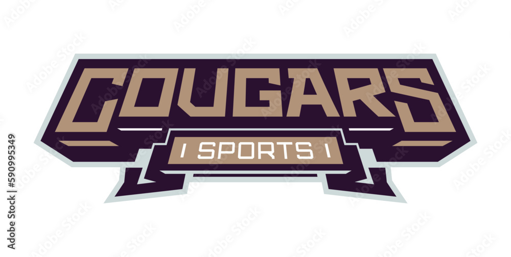 Bold sports font for cougar mascot logo. Text style lettering for ...