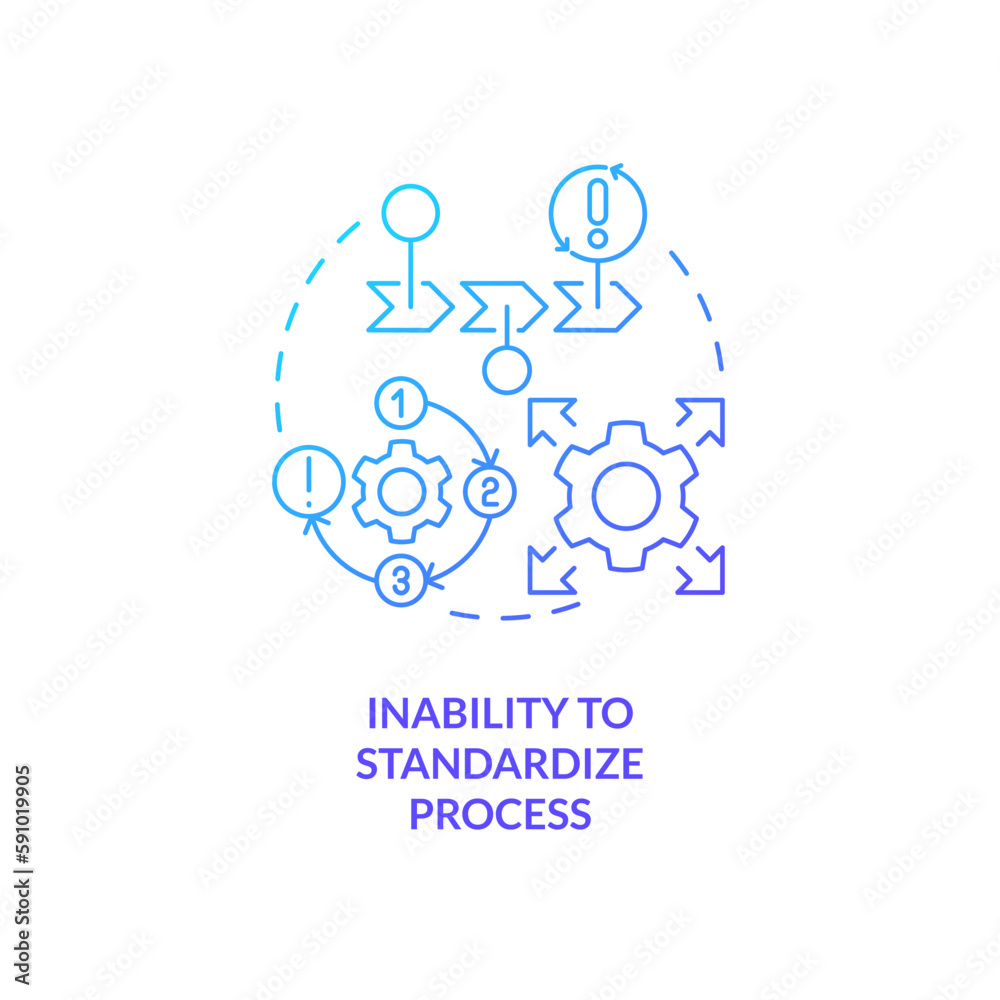 Inability to standardize process blue gradient concept icon. Implement ...