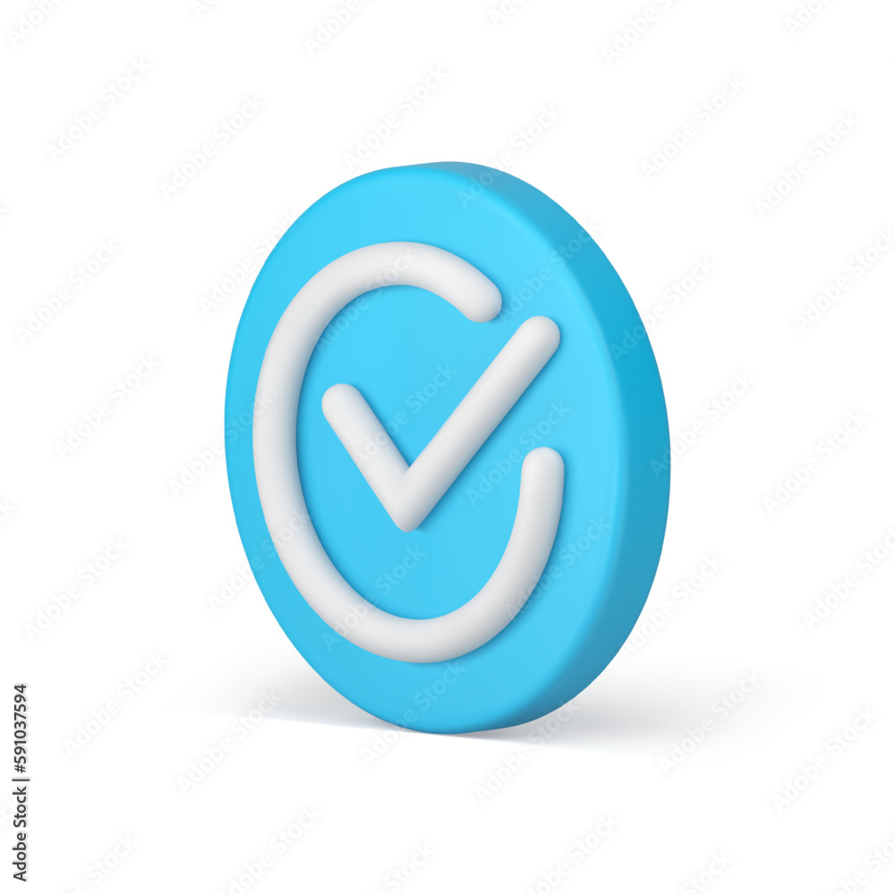 Vetor Checkmark blue circle button agreement acceptance checkbox 3d ...
