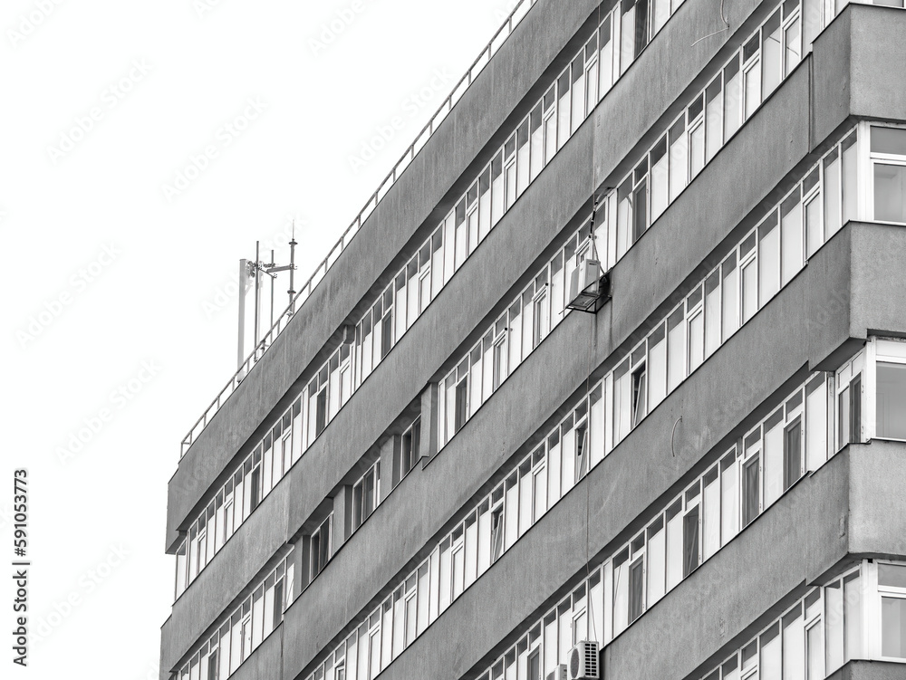 New reconditioned old communist apartment building. Ugly traditional ...
