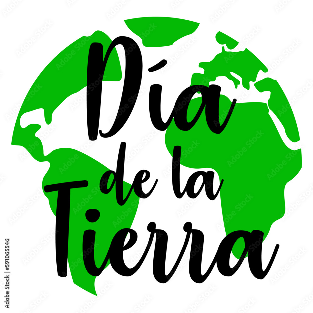 Logo con letras palabra Día de la Tierra en texto manuscrito en español ...