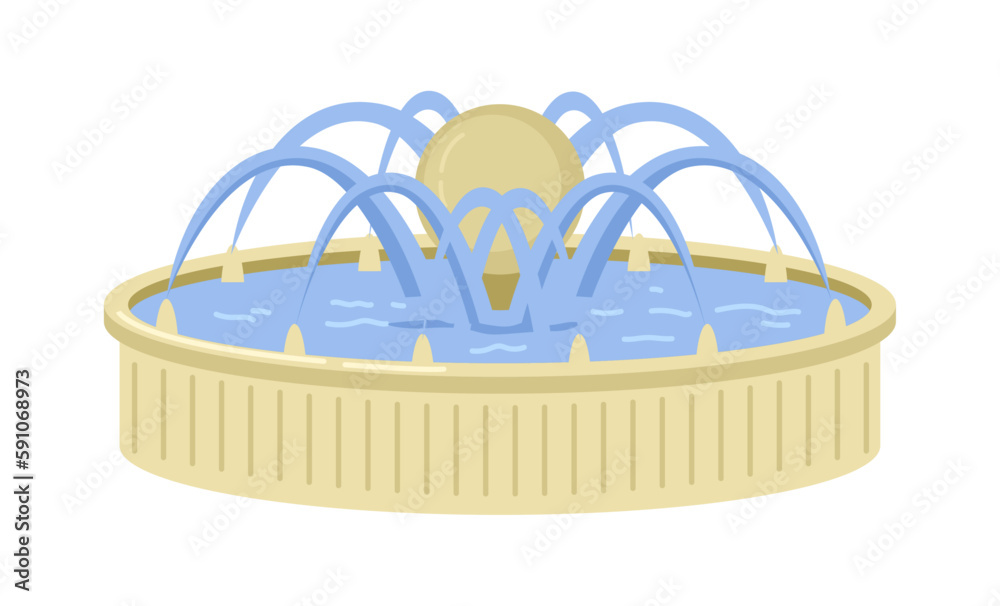 Fountain with jets of water, isolated wellspring or reservoir with ...