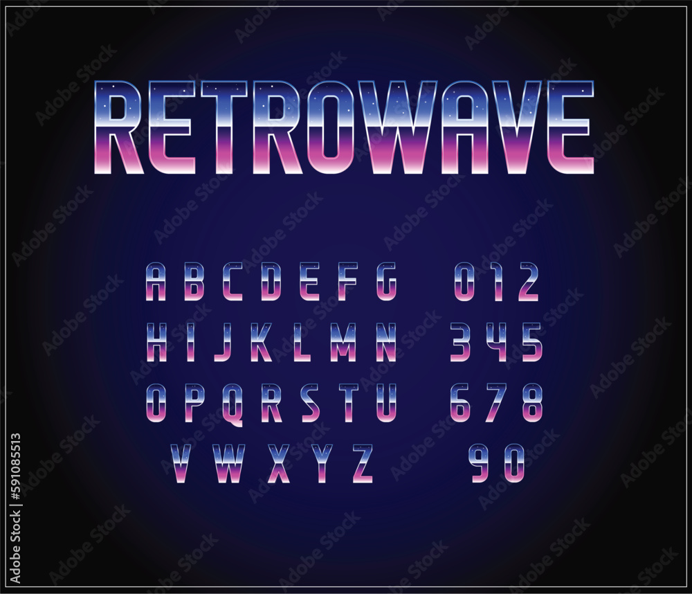 80's - 90's Retro Futurism Sci-Fi Font. Alphabet. Vector. Retro wave ...