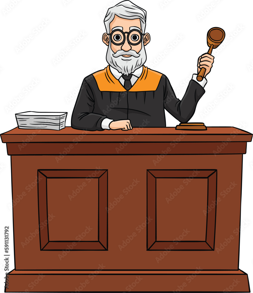 Judge Cartoon Colored Clipart Illustration Stock Vector | Adobe Stock