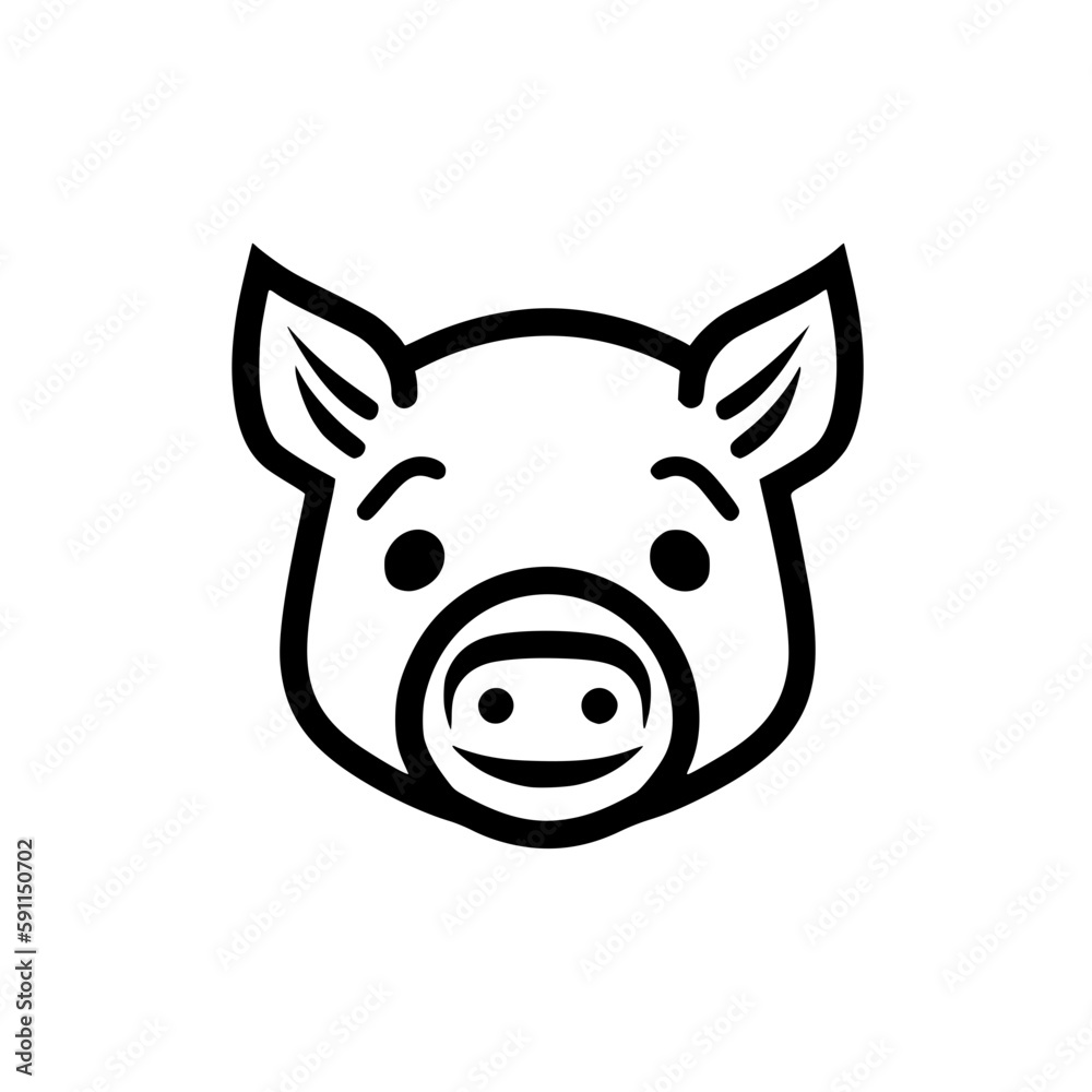 Pig head vector illustration isolated on transparent background Stock ...