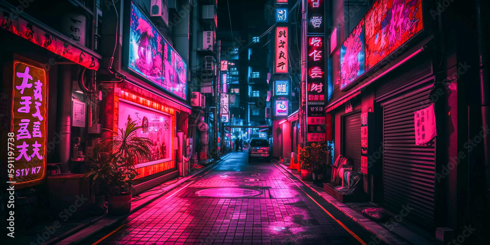 Japan City by Night, Anime and Manga drawing illustration, city views ...