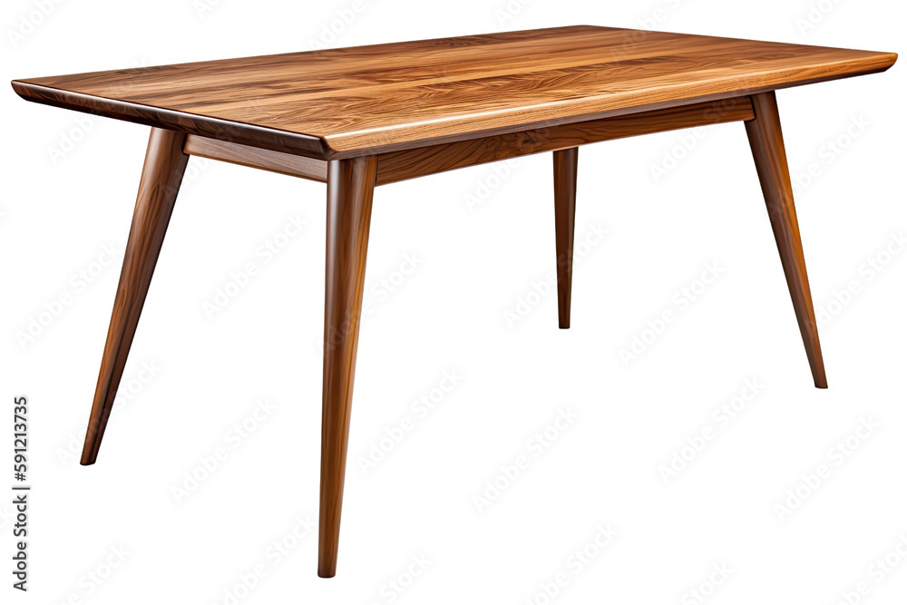 midcentury modern wood dining table isolated on transparent background ...