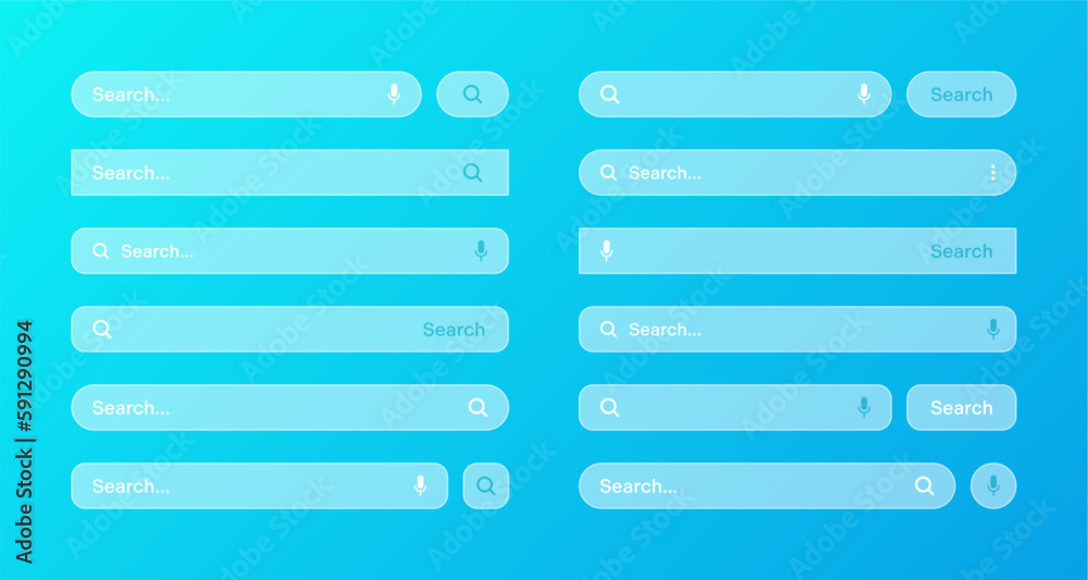 Various transparent search bar templates. Internet browser engine with ...