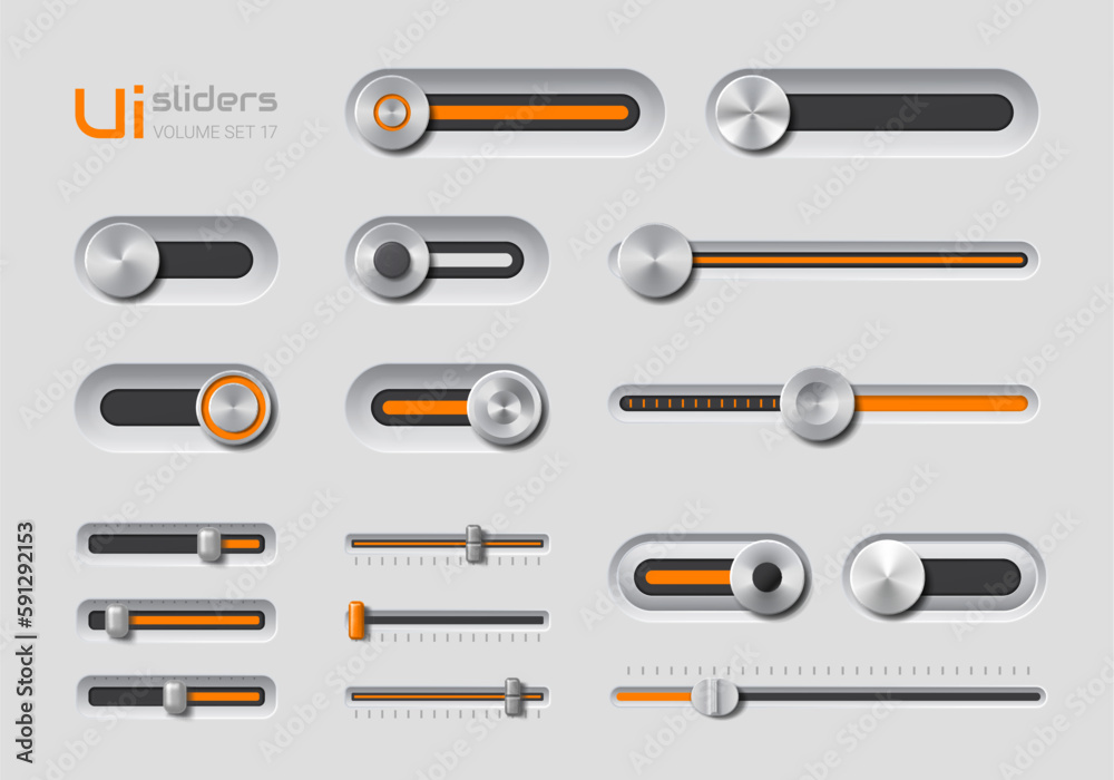 Vector de Stock Ui slider bar buttons with adjustable knobs for ...