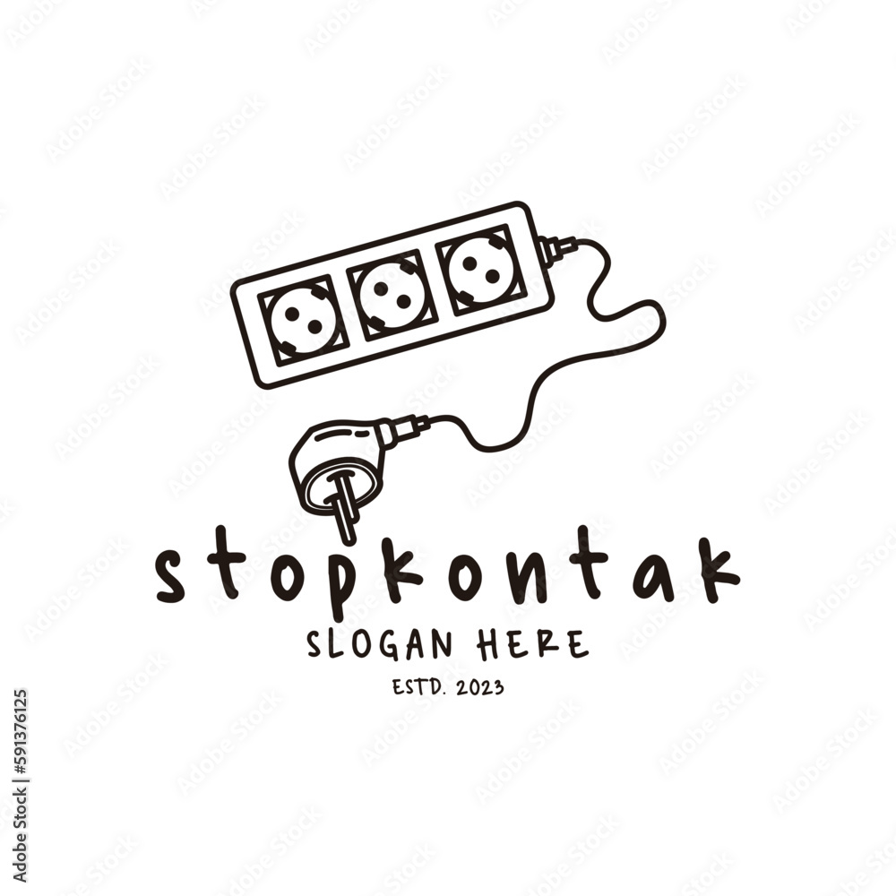 Power Socket / Stop Kontak / Plug and Socket Icon Vintage Simple Line ...