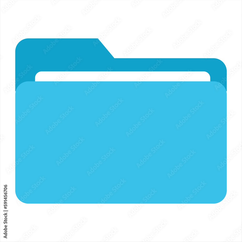 Blue Bright Folder Icon in OS X Yosemite Style. Isolated on white ...