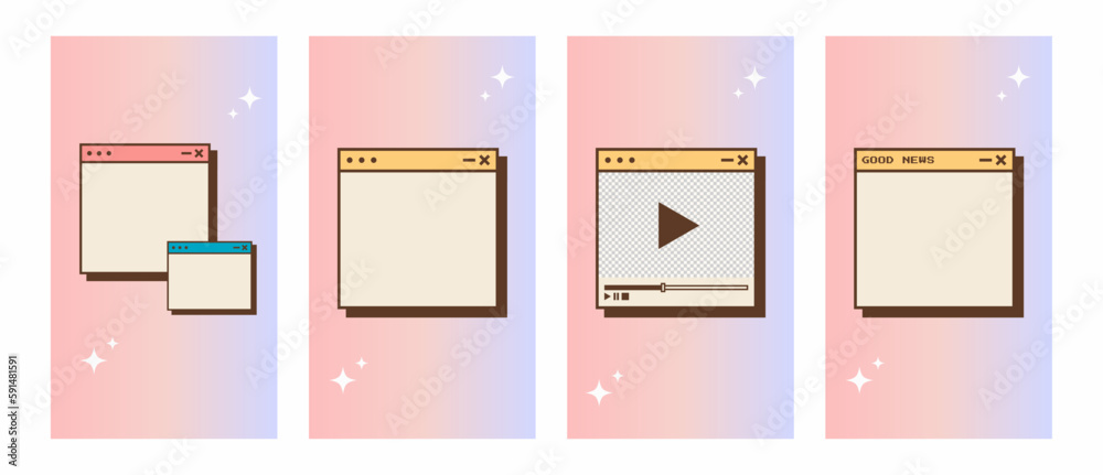 Social media browser frame template in Y2K, old school, retro ...