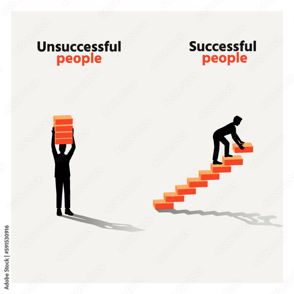 Successful and unsuccessful People Concept design with showing the ...